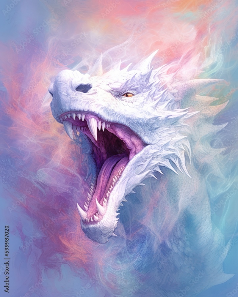 abstract white dragon mouth open wide digital gradient filter street ...
