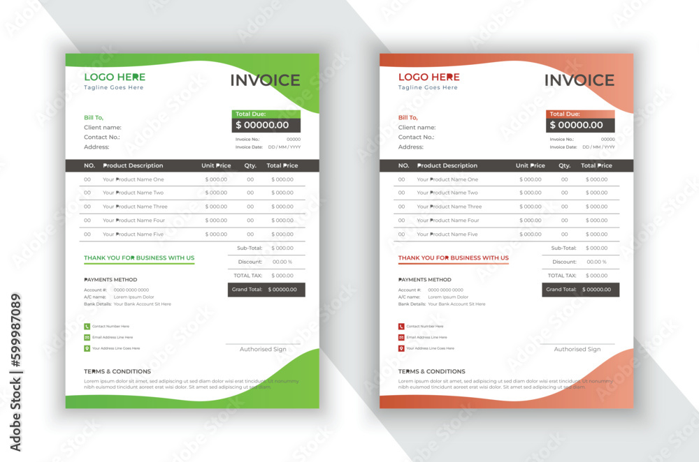 Attractive and modern business invoice design template for your ...