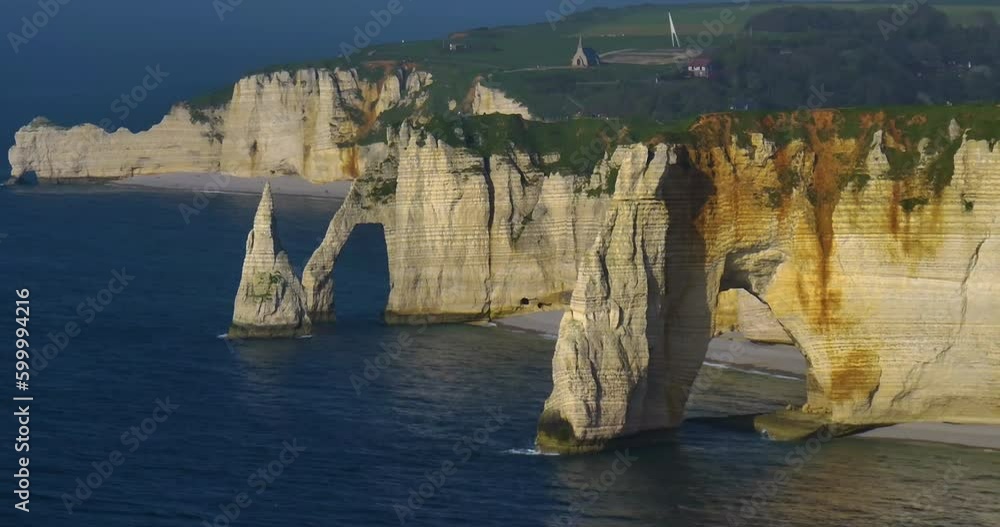 French rock landmark on the shore. One of the most popular and visited ...