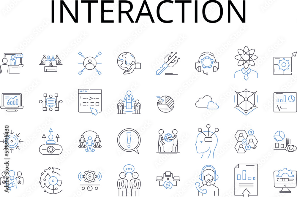 Interaction line icons collection. Communication, Collaboration ...