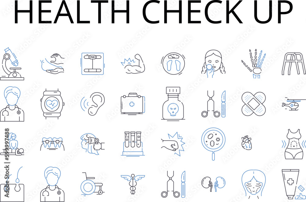 Health check up line icons collection. Medical exam, Physical test ...