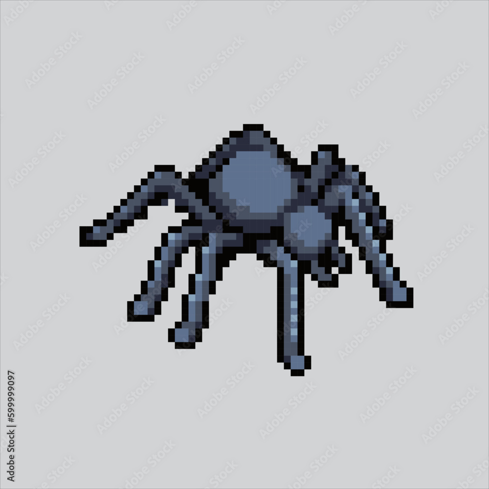 Pixel art illustration spider. Pixelated spider insect. Creepy enemy ...