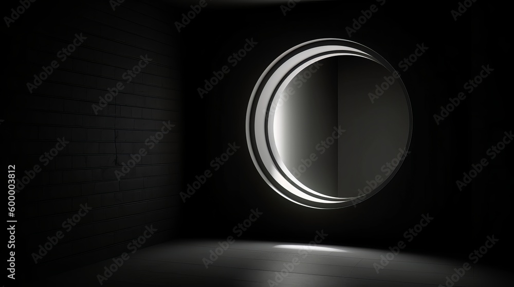 A mysterious room with an intriguing round mirror. Generative ai Stock ...