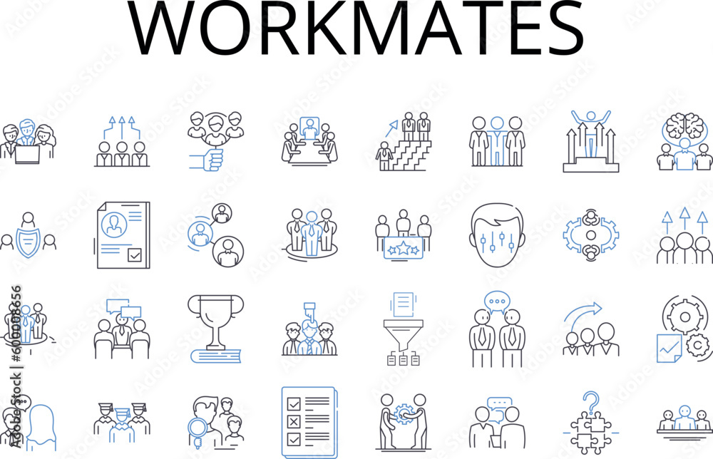 Workmates line icons collection. Colleagues, Comrades, Peers, Partners ...