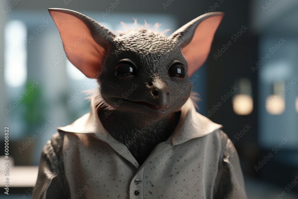 Anthropomorphic bat dressed in human clothing. humanized animal concept ...