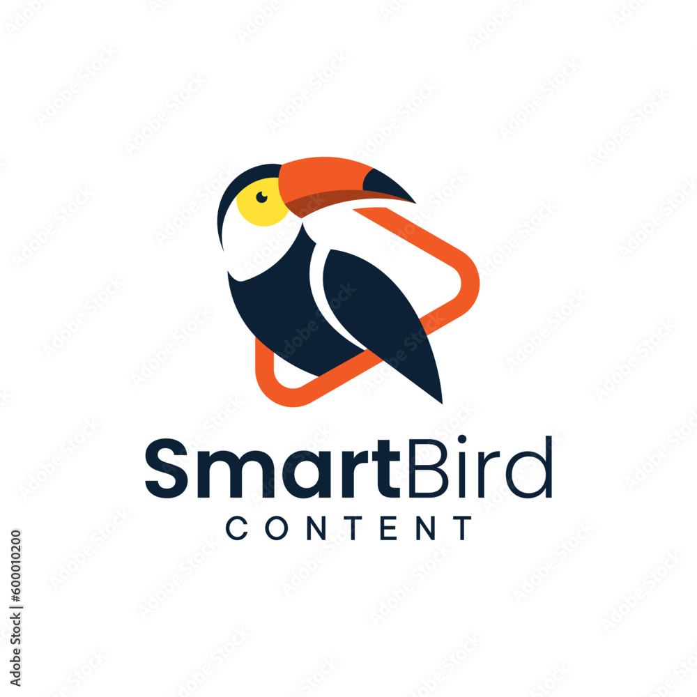 Vetor de Modern logo combination of play button and bird. Perfect for a ...