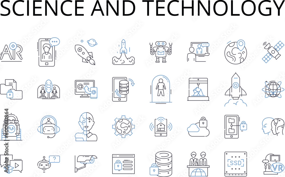 Science And Technology Line Icons Collection Artificial Intelligence