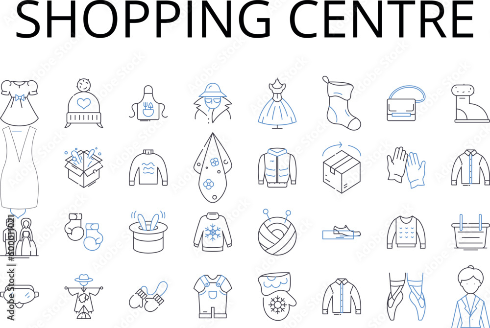 Shopping centre line icons collection. Retail complex, Marketplace ...