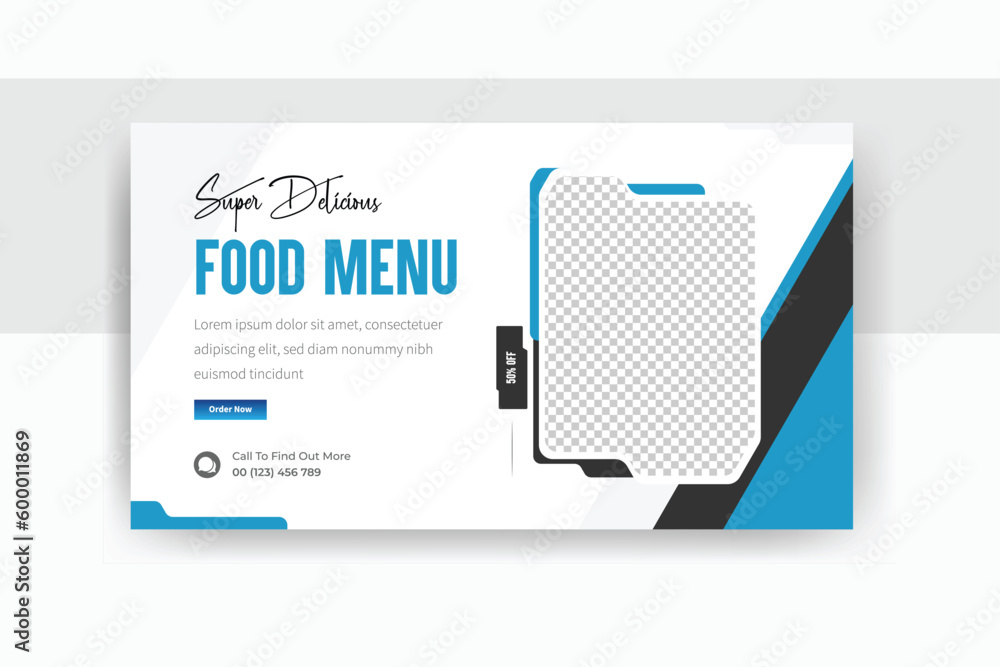 Super delicious food menu YouTube thumbnail design Stock Vector | Adobe ...