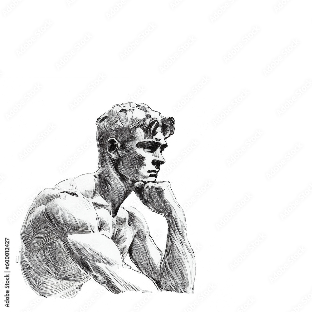 Thinking man , wise philosopher Stock Illustration | Adobe Stock