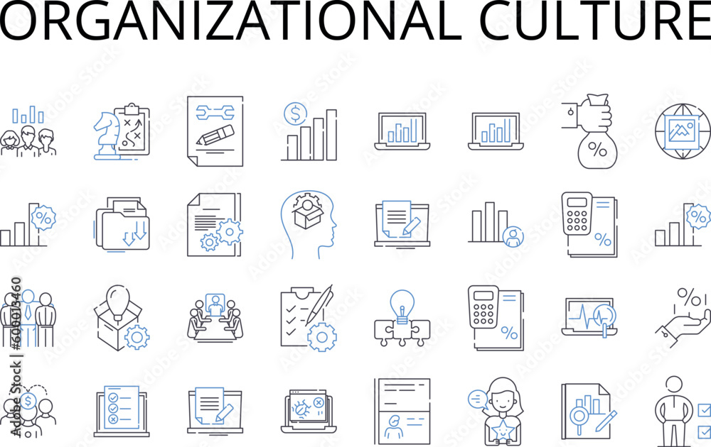 Organizational culture line icons collection. Corporate values ...