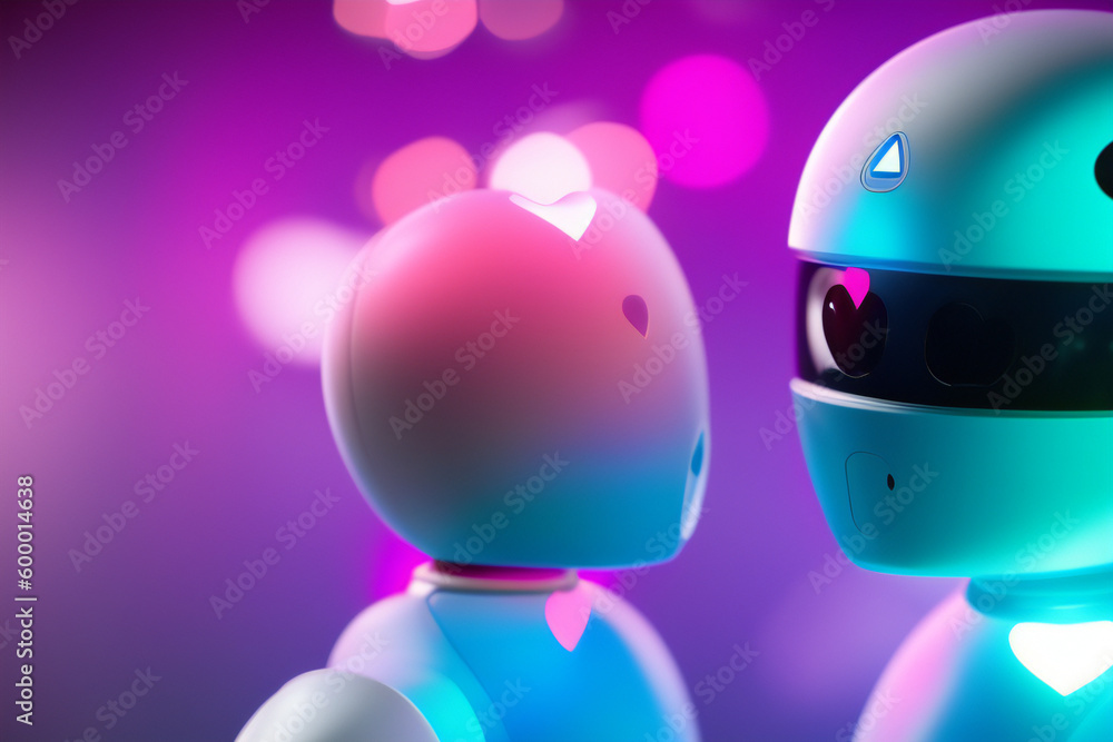 Two robots, each unique in their design, share a heartwarming moment in ...