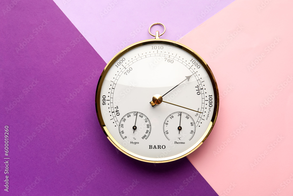 Aneroid barometer on colorful background Stock Photo | Adobe Stock