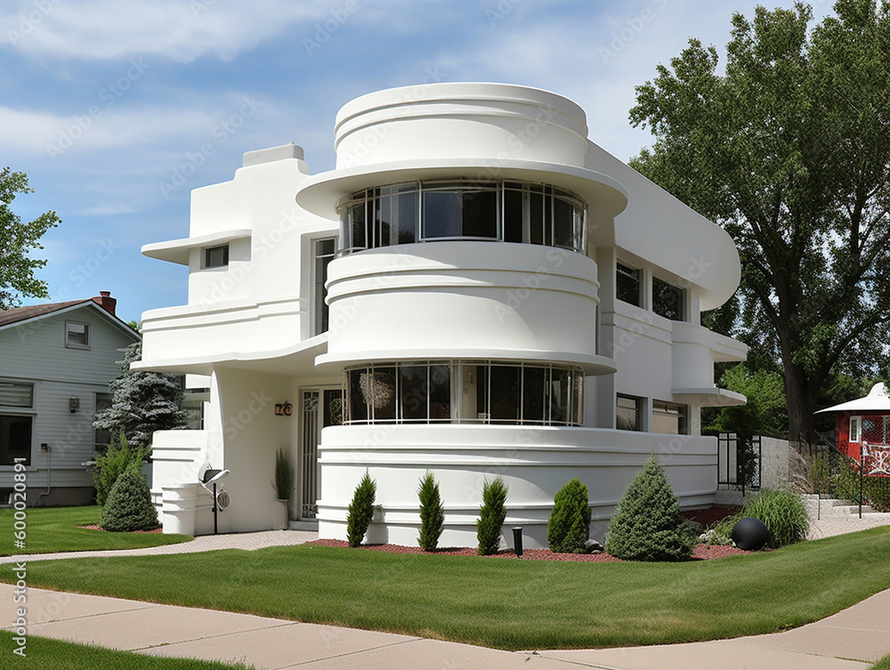 A Home with a Streamline Moderne Architecture Design | Generative AI ...