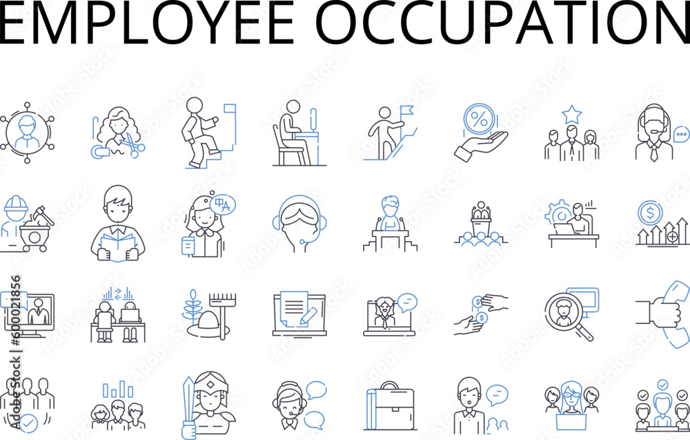 Employee occupation line icons collection. Business profession, Work ...