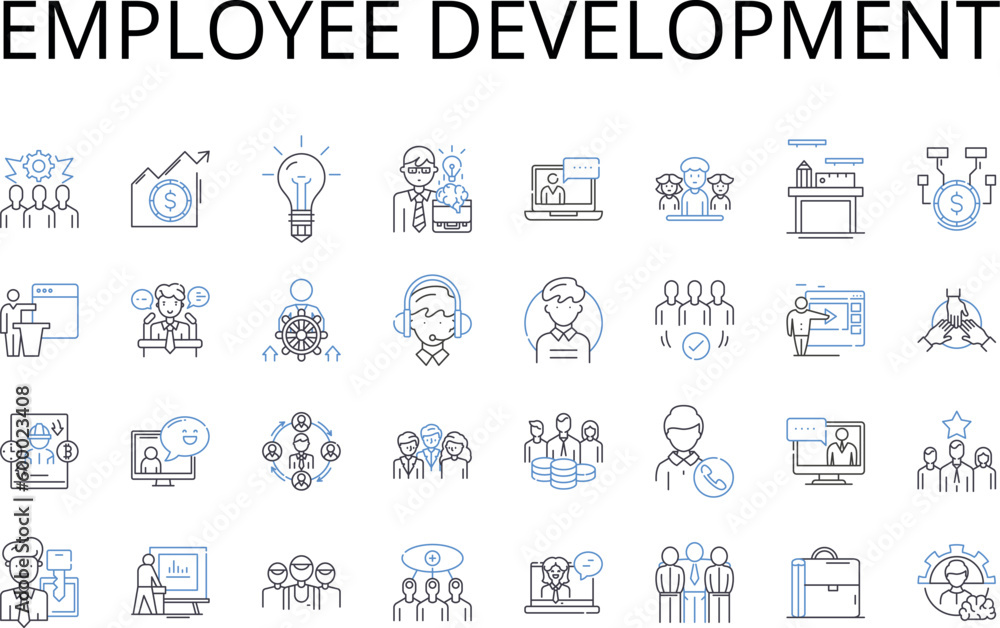 Employee development line icons collection. Career growth, Staff ...