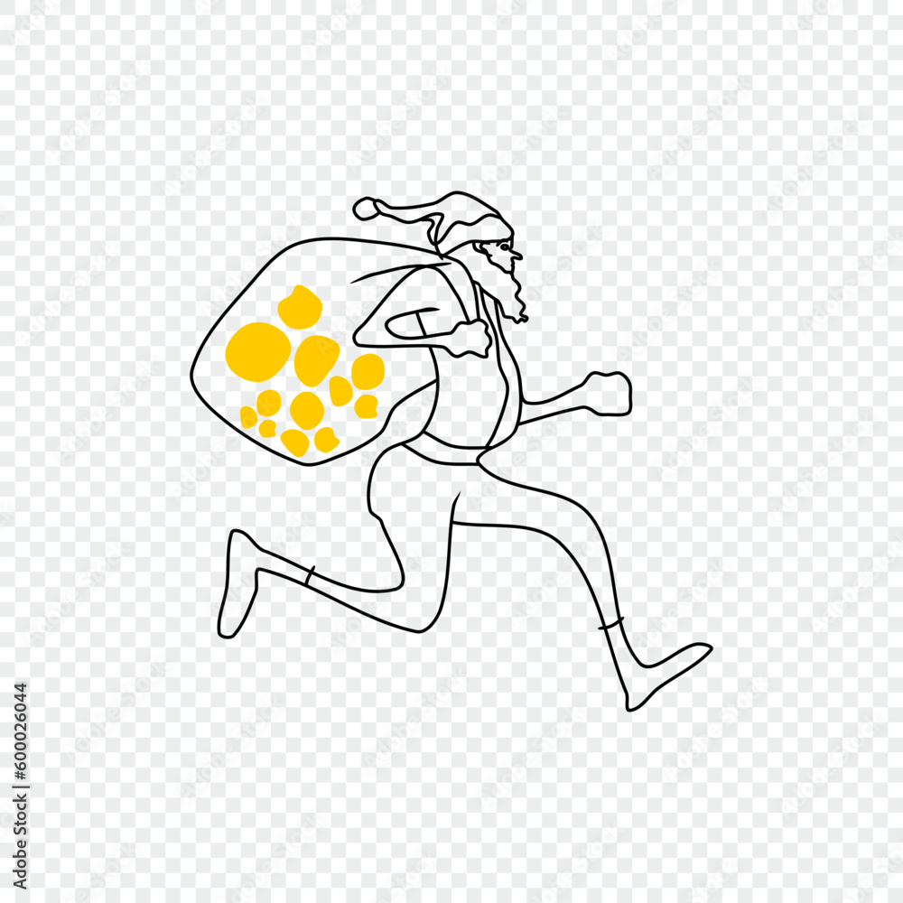 lineart of an old gold miner running with sacks Stock Vector | Adobe Stock