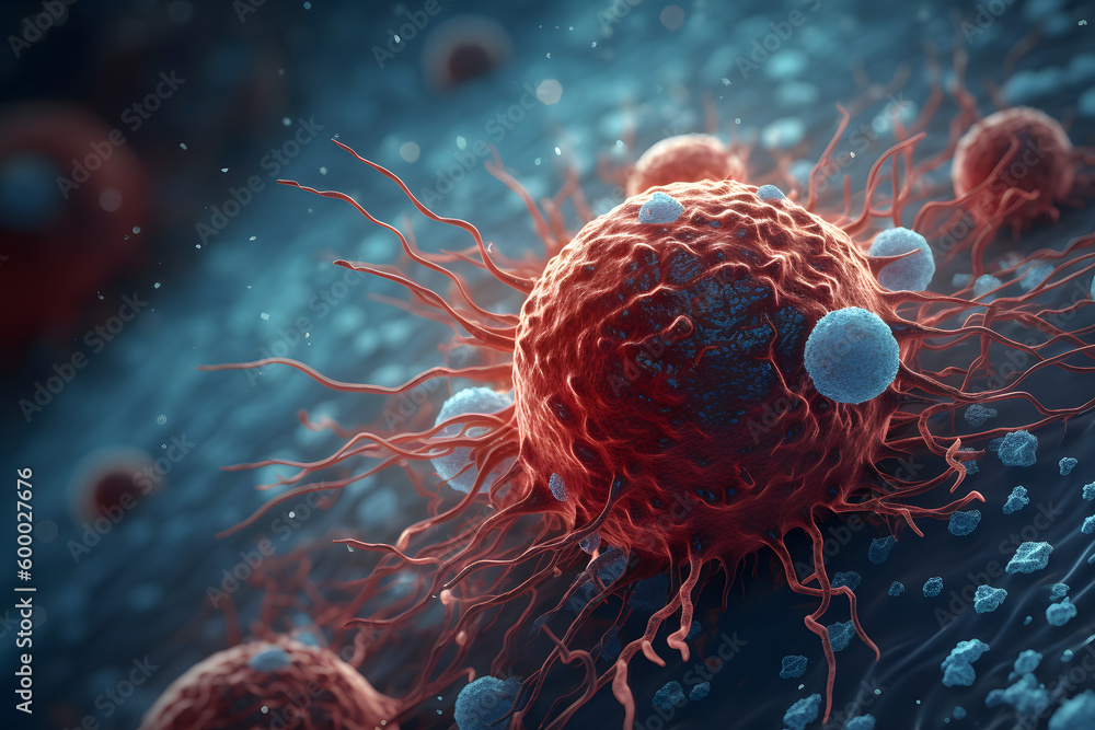 Concept of cancer cell attacking body cell. Oncology or Malignant ...