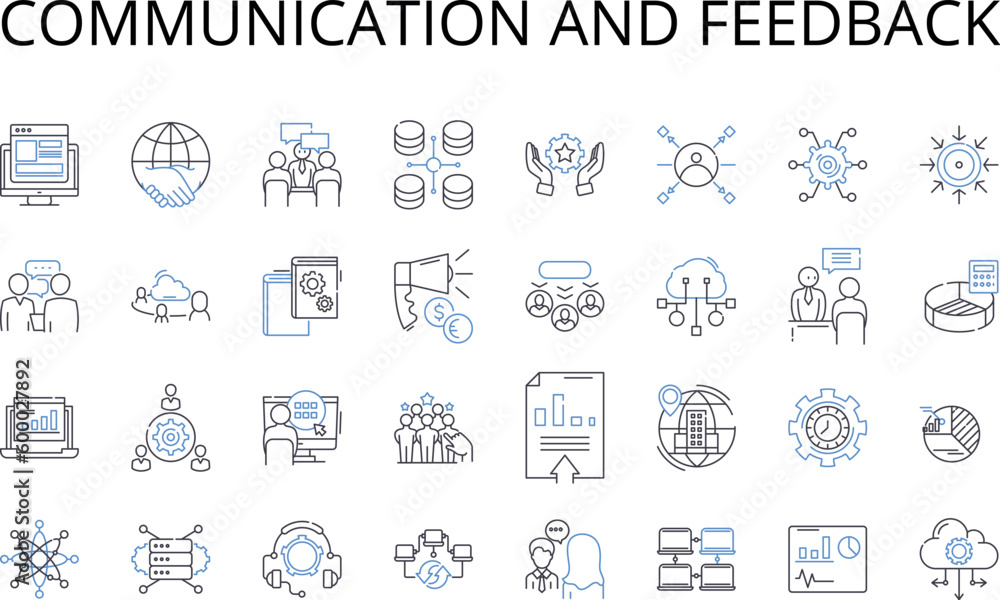 Communication and feedback line icons collection. Dialog, Discussion ...