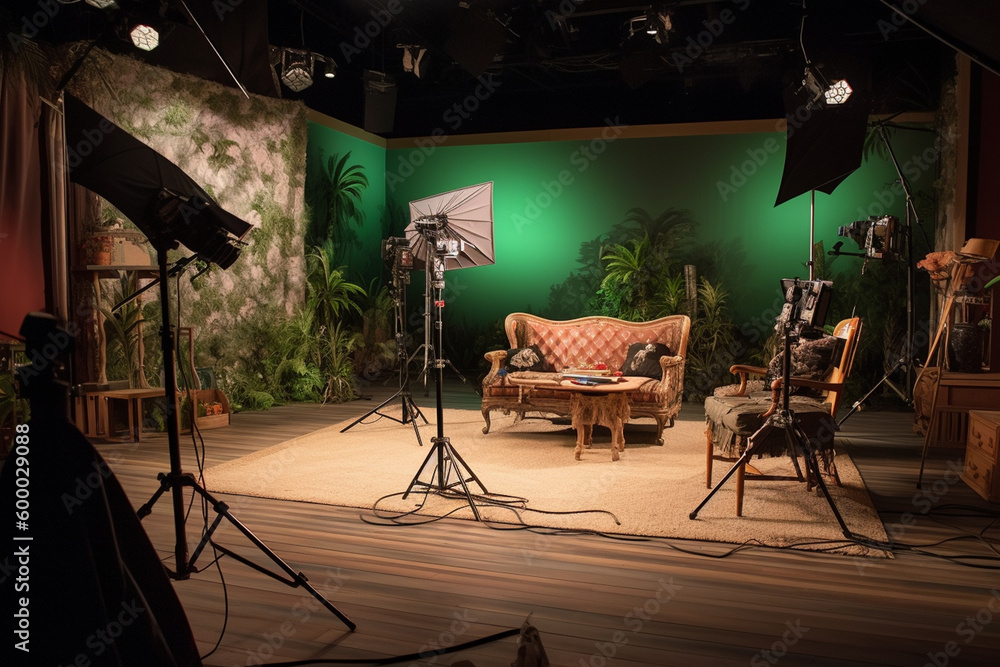 television studio, tv studio virtual set, video cameras and video ...