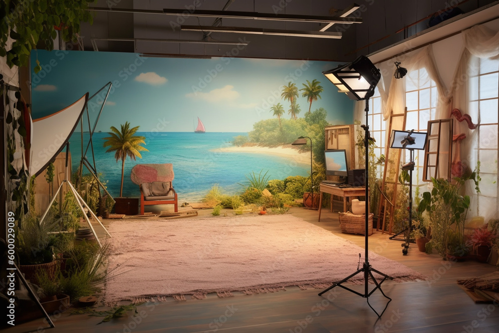 television studio, tv studio virtual set, video cameras and video ...