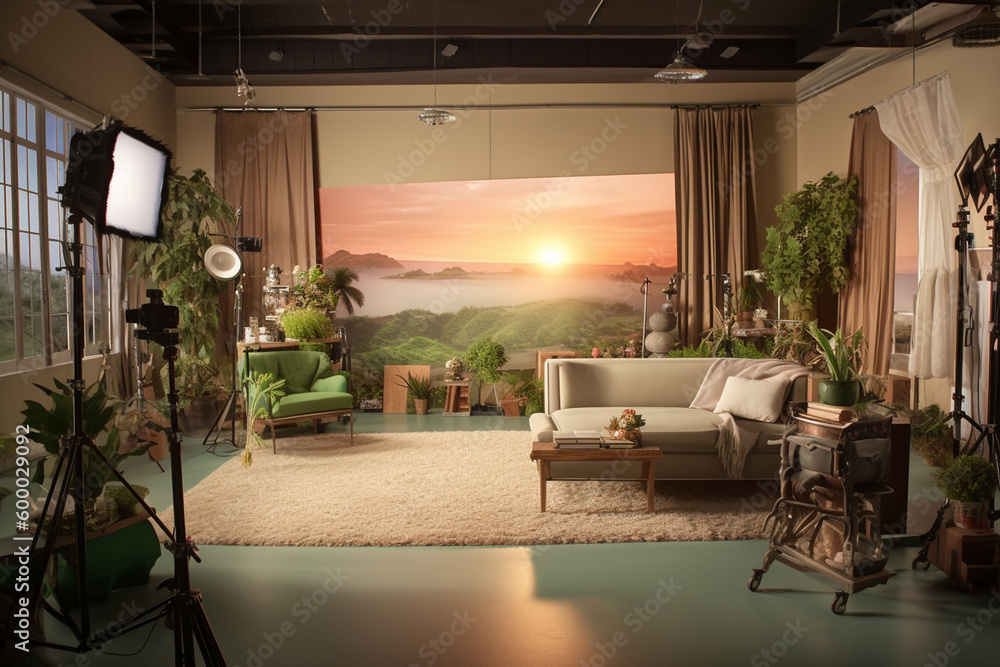 television studio, tv studio virtual set, video cameras and video ...