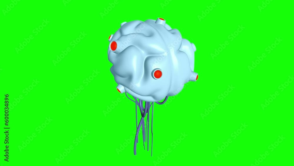 Cyber brain wired neural network. Robotic eternal organ. Cyborg robot ...