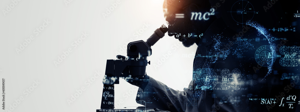 Science technology concept. Wide angle visual for banners or ...