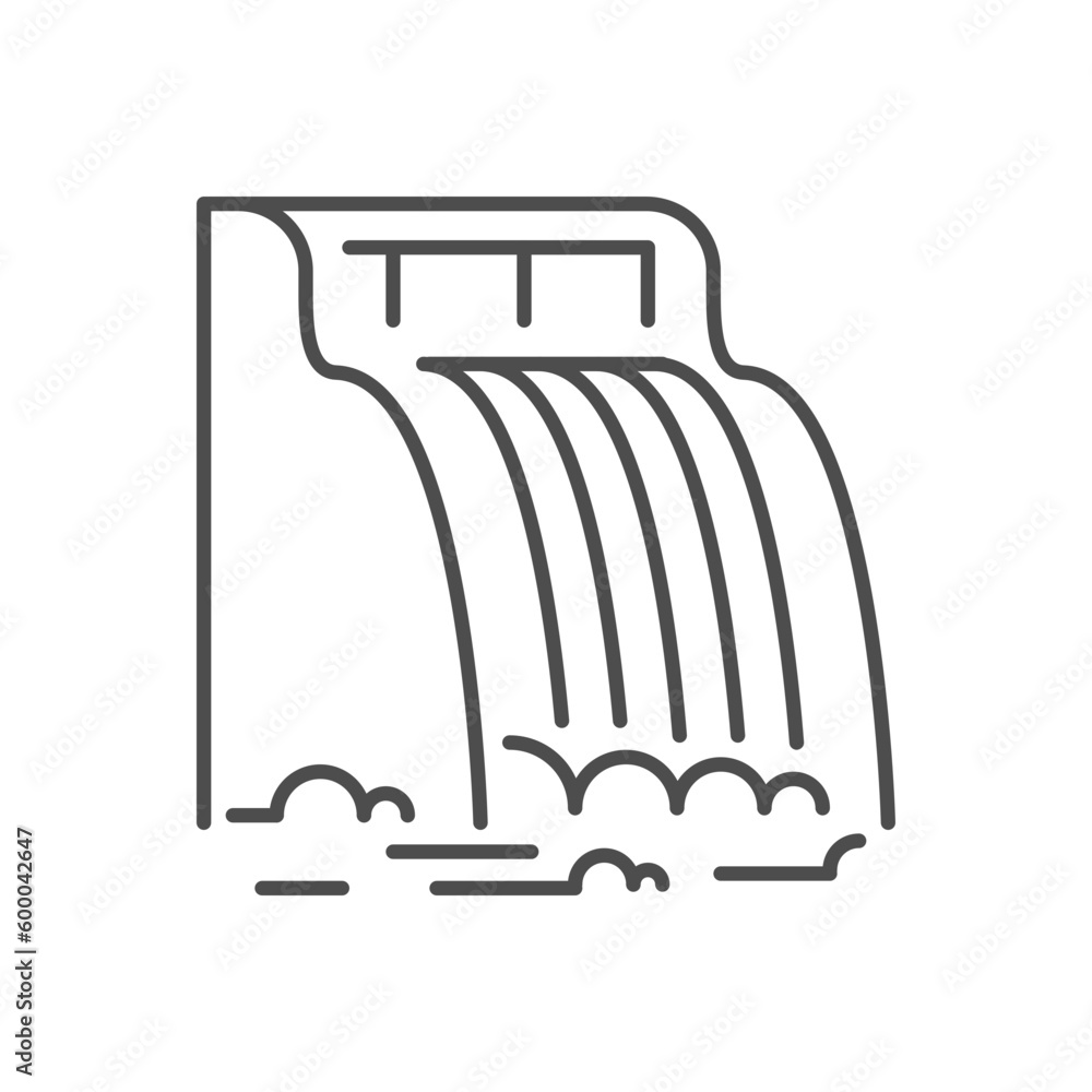 Hydroelectric related vector linear icon. Alternative energy ...
