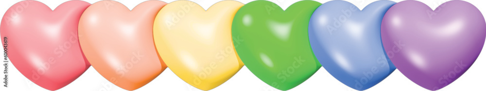 Rainbow heart shaped balloons, Rainbow heart 3d Stock Vector | Adobe Stock