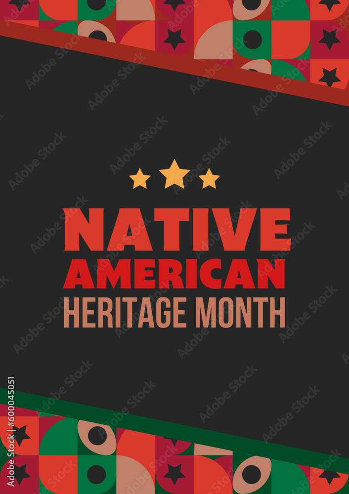 Native American Heritage Month. Poster design with abstract ornaments ...