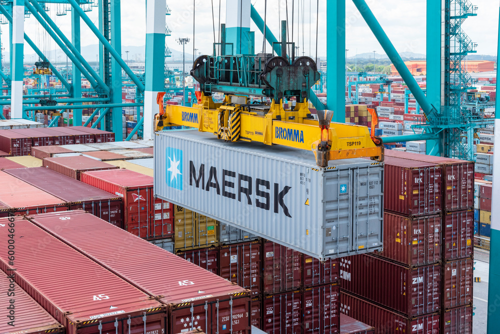Tanjung Pelepas, Johor, Malaysia - Maersk owned container loaded by the ...
