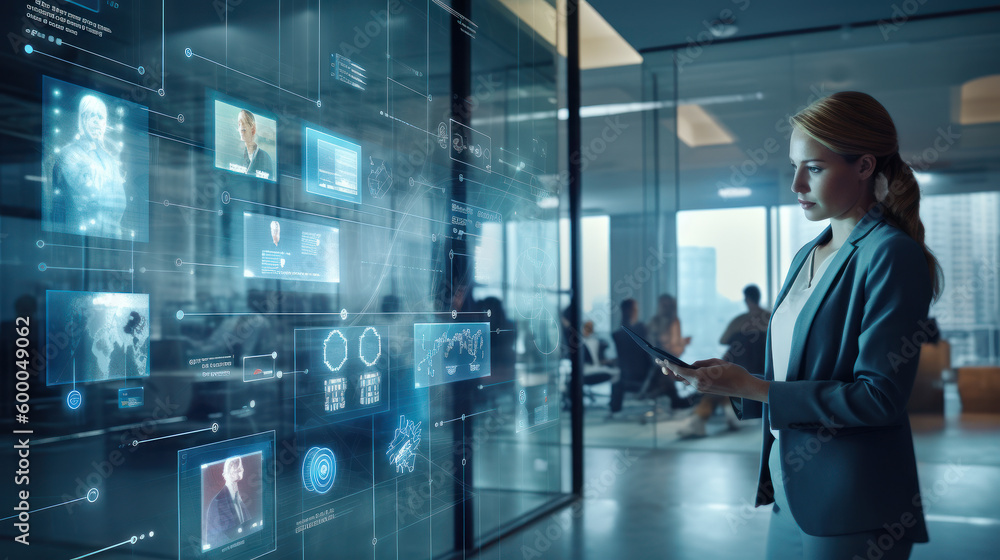 Seamless Human-AI Interaction in a Busy Office. Generative AI Stock ...