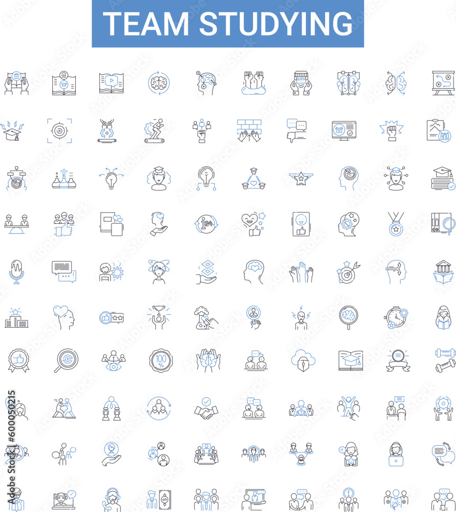 Team studying outline icons collection. Team, studying, colleagues ...