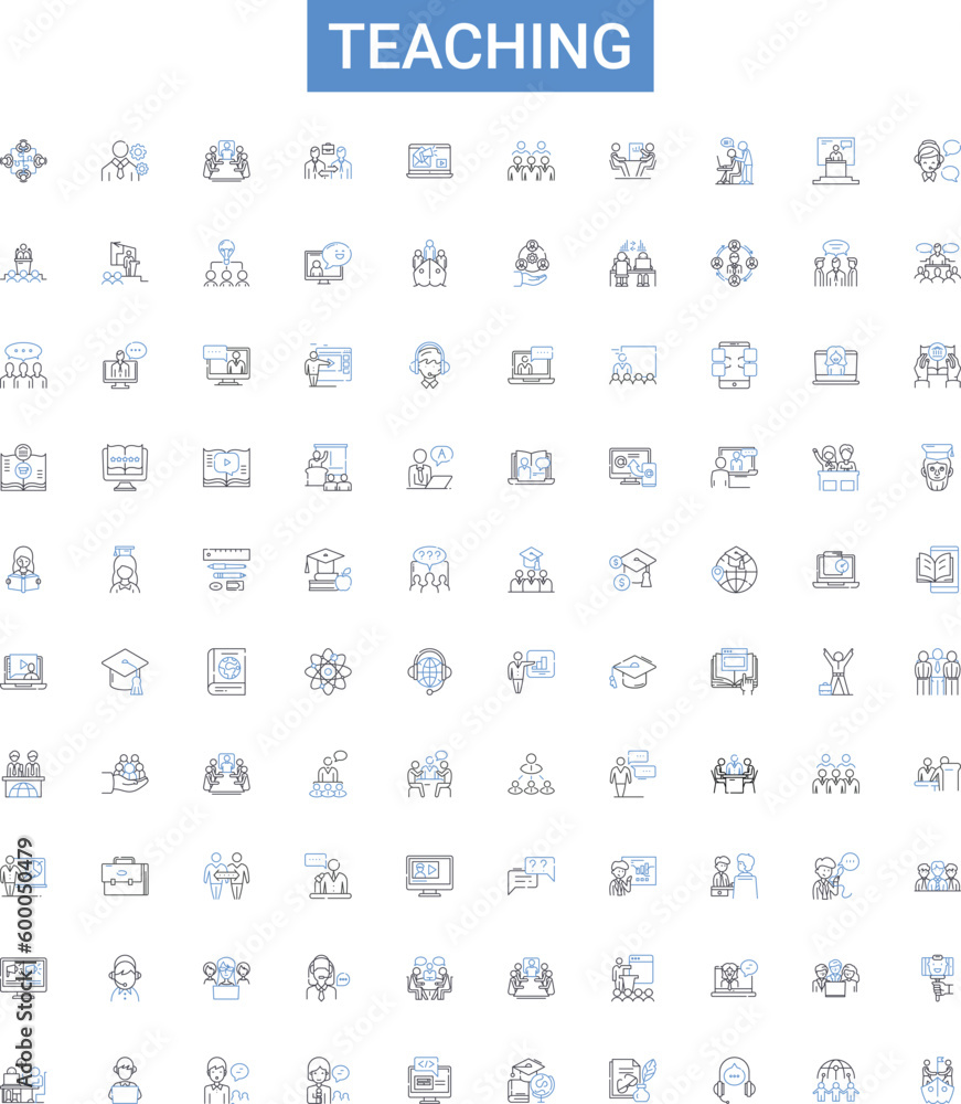 Teaching outline icons collection. Tutor, Instruct, Educate, Guide ...