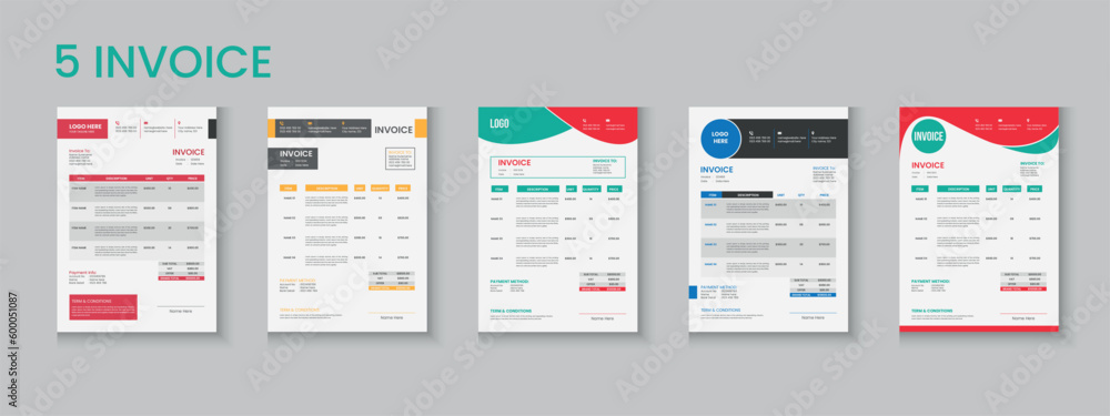Vetor de Invoice bundle, invoice collection, invoice set, company ...