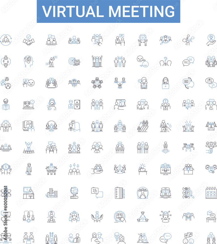 Virtual meeting outline icons collection. Online, Conferencing ...