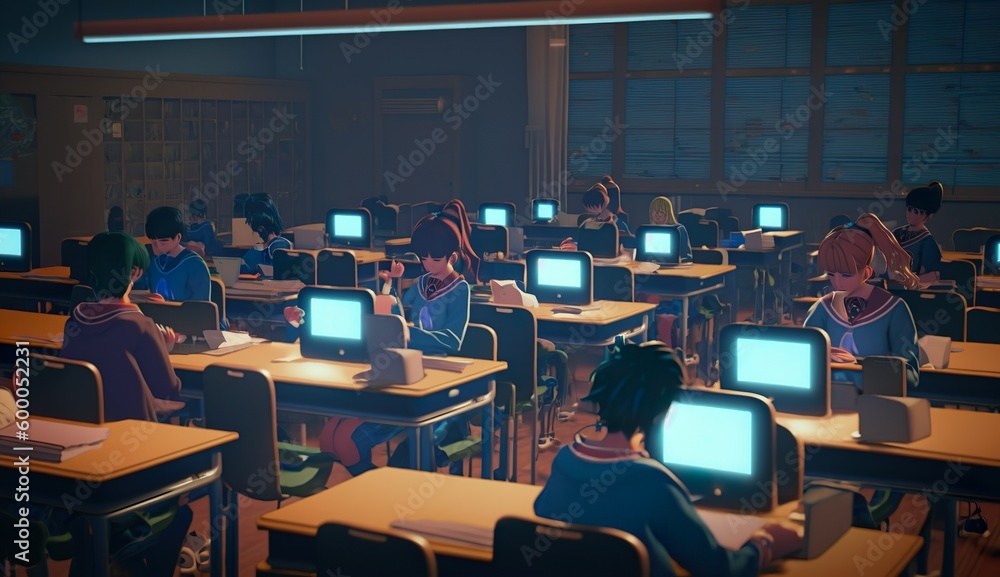 generative ai, The students are shown sitting in front of their ...