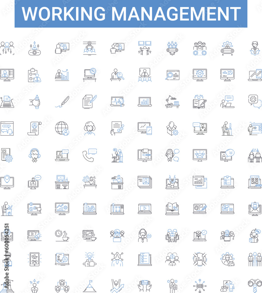 Working management outline icons collection. Workforce, Management ... Working management outline icons collection. Workforce, Management ...
