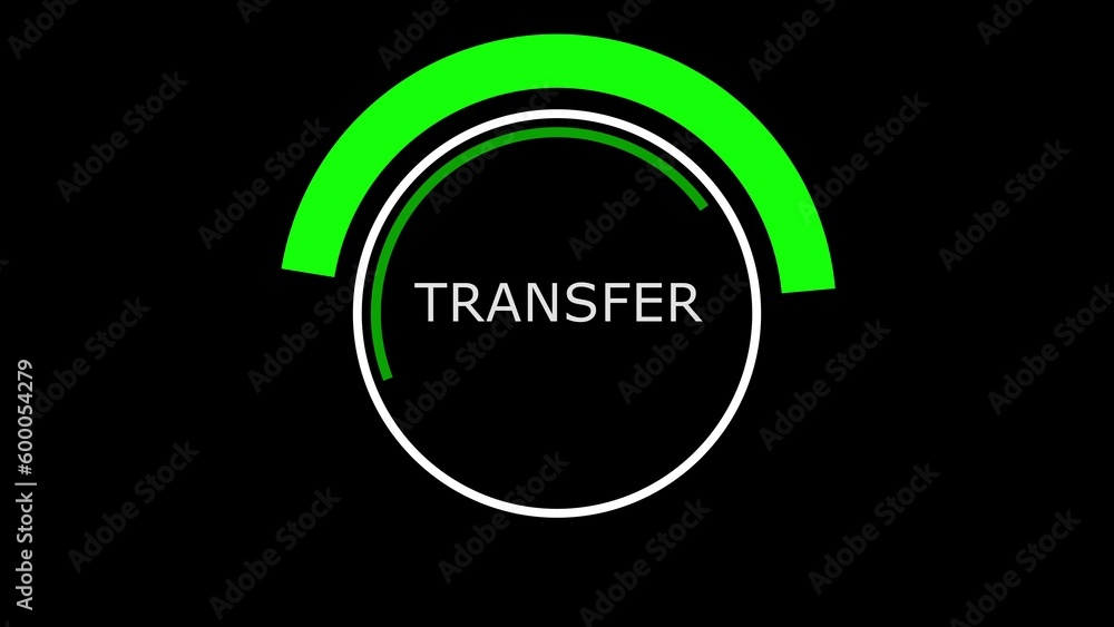 Transfer circle bar progress on black background. Money Transfer load ...