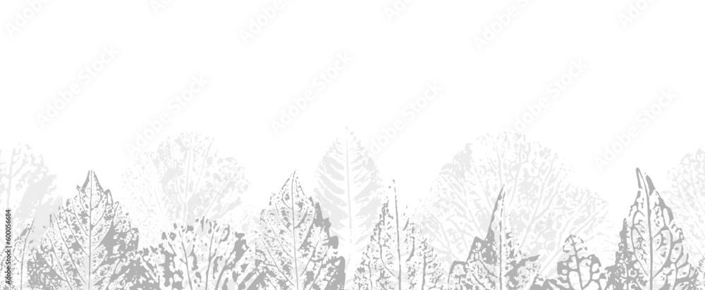Vector seamless border of imprinted leaves. Beautiful design for ...