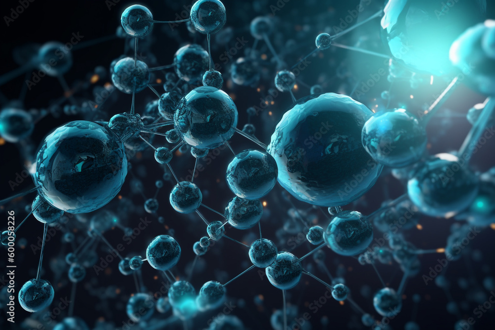Science concept. Abstract round molecules background connected with ...