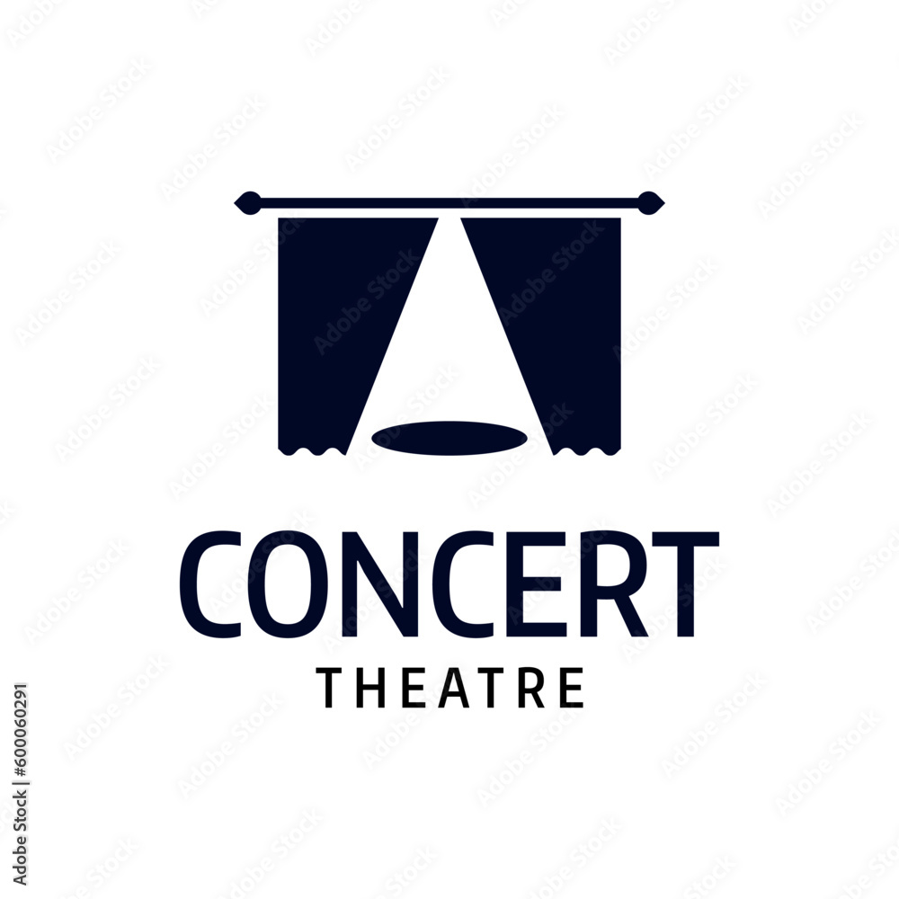 The unique logo depicts curtains and lights. It is suitable for concert ...
