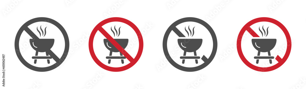 No barbecue vector icons. Not allowed roasted grill signs Stock Vector ...