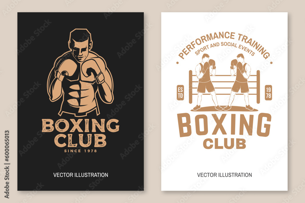 Vetor de Set of Boxing club badge, logo design. Vector illustration ...