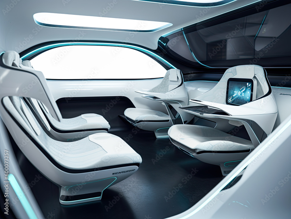 empty cockpit of vehicle, HUD Head Up Display and digital speedometer ...