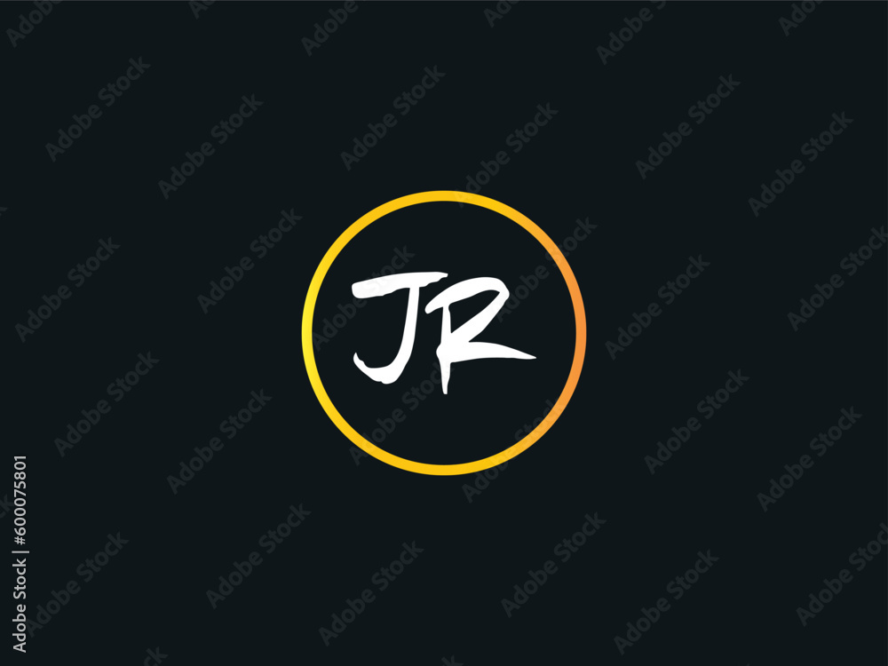Abstract Brush JR Painting Logo, Modern Circle Jr rj Logo Icon Brush ...