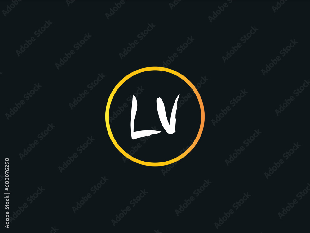 Minimalist Gradient LV Brush Logo, Creative Circle Lv vl Painting Logo ...