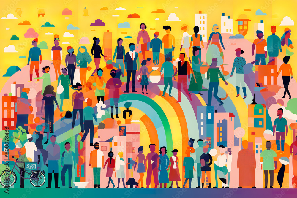 Pop art illustration, banner, texture or background depicting the pride ...