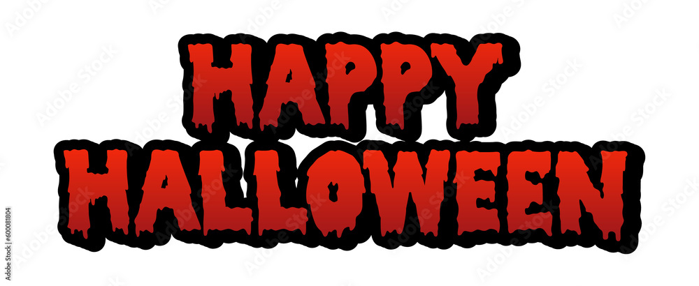 happy halloween text, red blood calligraphy with black outline ...